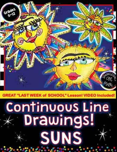 CREATIVE DRAWING ART Lesson Watercolor Pencil & Marker- One Line SUN ...