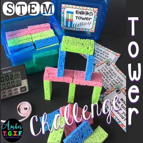 STEM Tower Sponge Challenge Freebie by Amber from TGIF | TpT