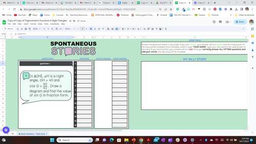 Trigonometric Functions in Right Triangles Digital Activity for Pre ...