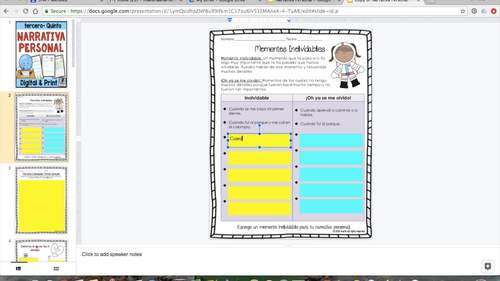 Personal Narrative Writing in Spanish - Narrativa personal - Digital ...