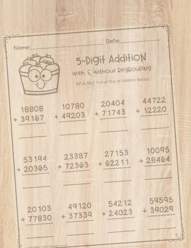 Fall 5 Digit Addition & Subtraction Bundle With & Without Regrouping ...