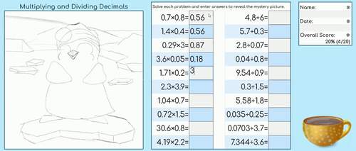 Christmas Decimal Operations Mystery Picture Pixel Art Bundle by Math ...