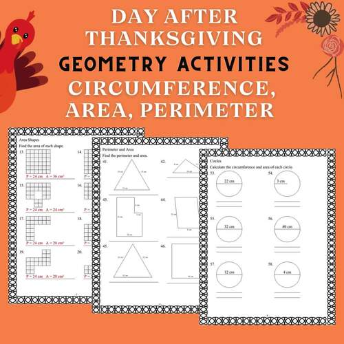 Day After Thanksgiving 5th Grade Geometry circumference, area ...
