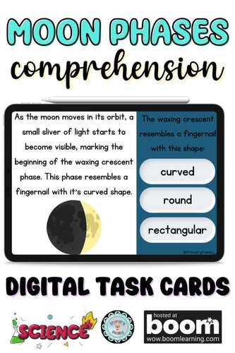Moon Phases: Reading Comprehension Boom™ Cards by Primary Paisley