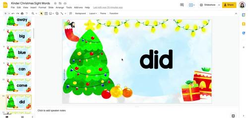 Christmas Sight Words - Kinder - 1st & 2nd Grade - Practice in Google ...