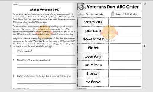 Veterans Day Activities and Worksheets by Fishyrobb | TpT