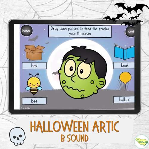 Halloween Articulation Boom Cards™ Feed the Zombie B Sounds | TPT