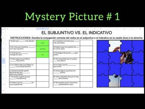 SPANISH SUBJUNCTIVE EL SUBJUNTIVO DIGITAL MYSTERY PICTURE PUZZLES ...