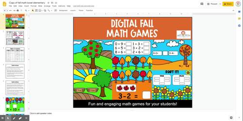 Digital Fall Math Games Addition and Subtraction by Create-Abilities
