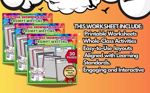 Christmas Snowmen At Night Opinion And Prompt Writing Activities 4th ...