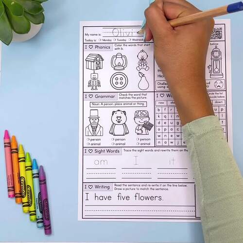 Morning Work in Literacy for First Grade YEAR LONG BUNDLE ~ Spiral Review!