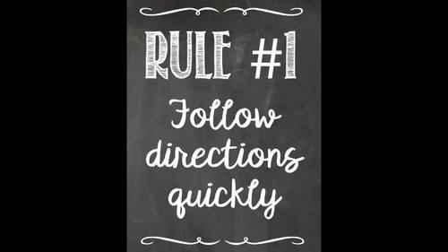 Middle School Classroom Rules & Procedure Poster Set {Chalkboard}