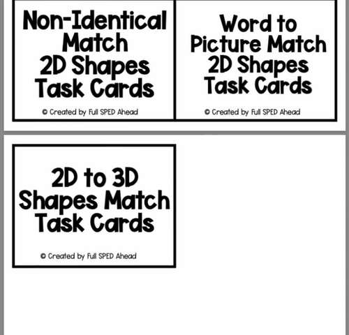 2D Shapes Geometry Math Task Cards for Special Education Work Task Boxes