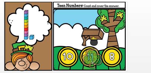 St. Patrick's Theme TEEN NUMBERS -ONLINE Distance Learn Google Digital +PPT
