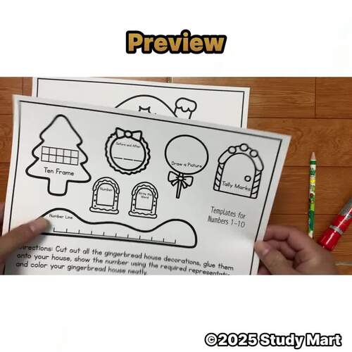 Gingerbread House Number Sense Craft | Number Representation 1–20 Activity