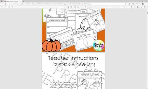 Pumpkins: Writing Activities {Pumpkin Life Cycle} by Planning Garden