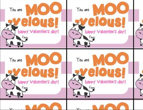 Cow Tales Valentine's Day Gift Tag- You are MOO-velous! Happy Valentine ...