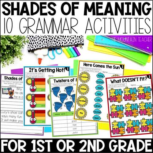 Shades of Meaning Activities, Grammar Worksheets and Anchor Charts