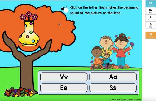 Fall Beginning Sounds BOOM Cards by La Petite Kindergarten | TPT