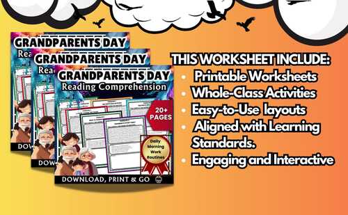 Grandparents Day Reading Comprehension Activities 3rd,4th,5th,6th,7th ...