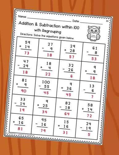 Arctic & Polar Animals Add & Subtract Within 100 Worksheets | With ...