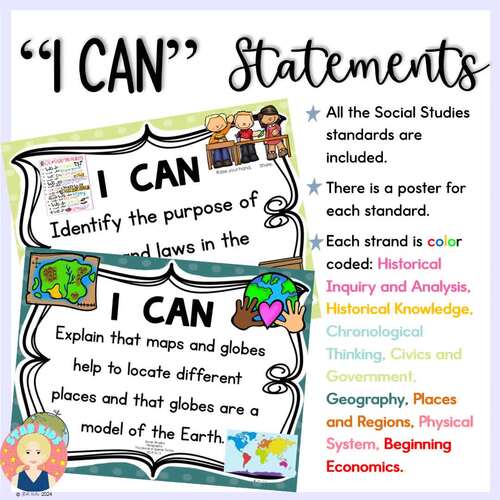 "I Can" Statements | Social Studies Florida Standards | KINDERGARTEN ...