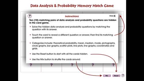 Data Analysis & Probability: Memory Match Game - MAC Gr. 6-8 by CCP ...