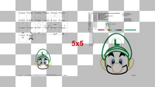 Luigi Super Mario Head Applique Embroidery Design 1 - Instant Download