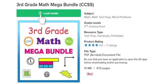 3rd Grade Math Mega Bundle (CCSS) by 88Brains | TPT