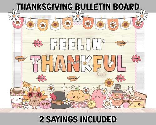 Thankful Groovy Turkey Bulletin Board Kit | Thanksgiving Classroom Door ...