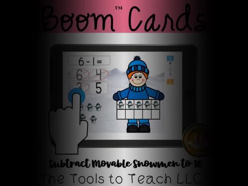 Boom™ Cards Subtract Movable Snowmen to 10 Self-Correct Grades ...