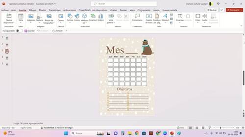 Calendario perpetuo 5 modelos imprimible editable Formato Power Point (PPT)