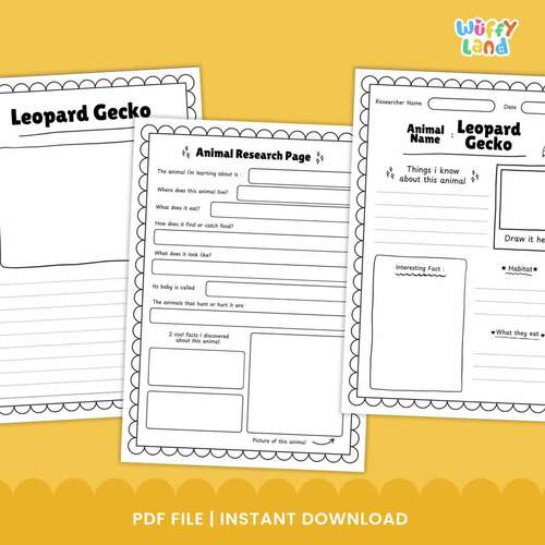 Leopard Gecko Research Project | Animal Science Worksheets & Writing ...