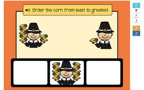 Thanksgiving Number Sequencing Least to Greatest! Digital Task Cards