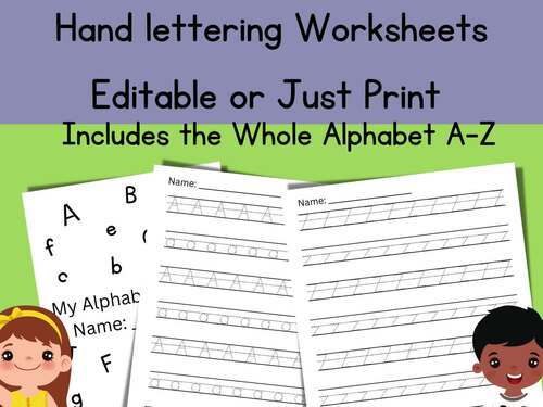 alphabet worksheets for kindergarten, hand lettering worksheets ...