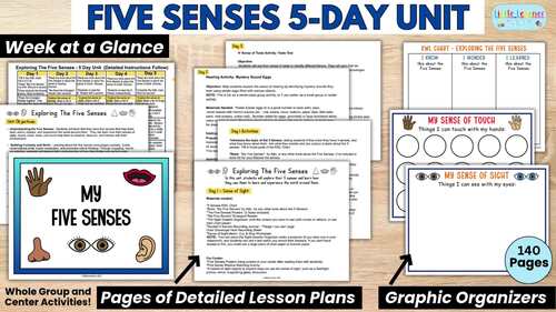 Five Senses Science Unit, 5-Day Five Senses Lesson Plans, Activities ...