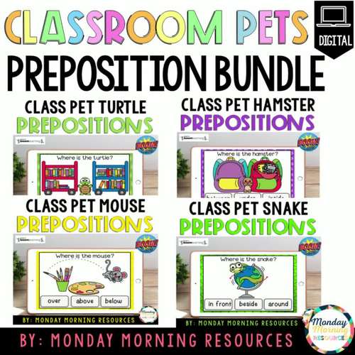 Preposition Vocabulary Classroom Pet Boom Cards™ Bundle | TPT