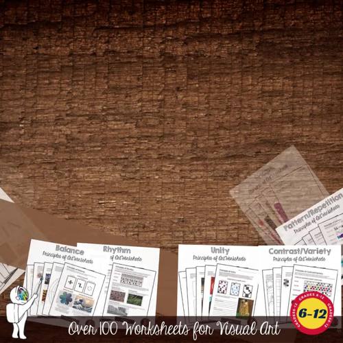 Elements & Principles of Art Worksheets Bundle l Middle, High School Art