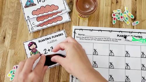 EASTER SPRING Flowers Addition to 10 activity, math Centers, Write the room