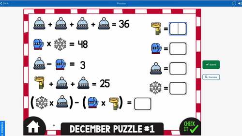 December Brain Teaser Challenge Puzzles | Boom Cards | Digital & Print