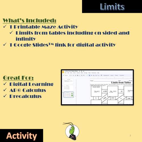 Finding Limits from Tables 1.4 Maze Activity for AP Calculus | TPT