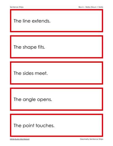 Montessori Geometry Facts 110 Sentence Strips Articles to Complex Sentences