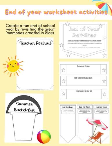 End Of Year Actrivity: Worksheets, Cutouts, Superlatives, Memories ...