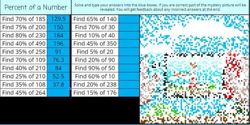 Percent of a Number Math Pixel Art | 5% Multiples by Pick Up and Go ...