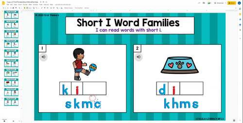 Short I Blends and Digraphs Phonics Game Google Slides Seesaw Worksheets