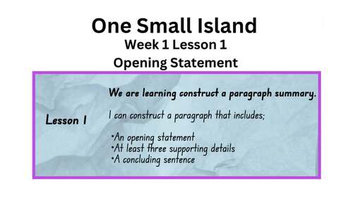 One Small Island: W1 L2 Authors' Position SPO The Writing Revolution
