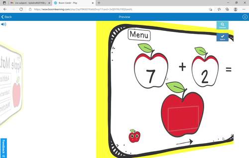 Basic Addition, Subtraction and Matching Boom Cards™ | Apple Seed Theme