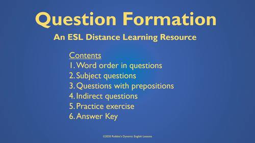 Digital Grammar Presentation: Question Formation | Distance Learning