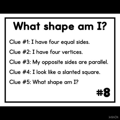 2D Shape Attributes Matching Game Cards | Guess My Shape Activity
