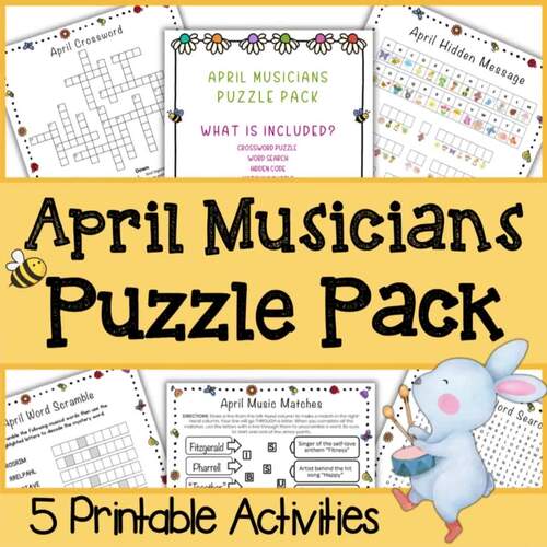 April Composer of the Month Music Puzzle Bundle, Middle School Code Breaker